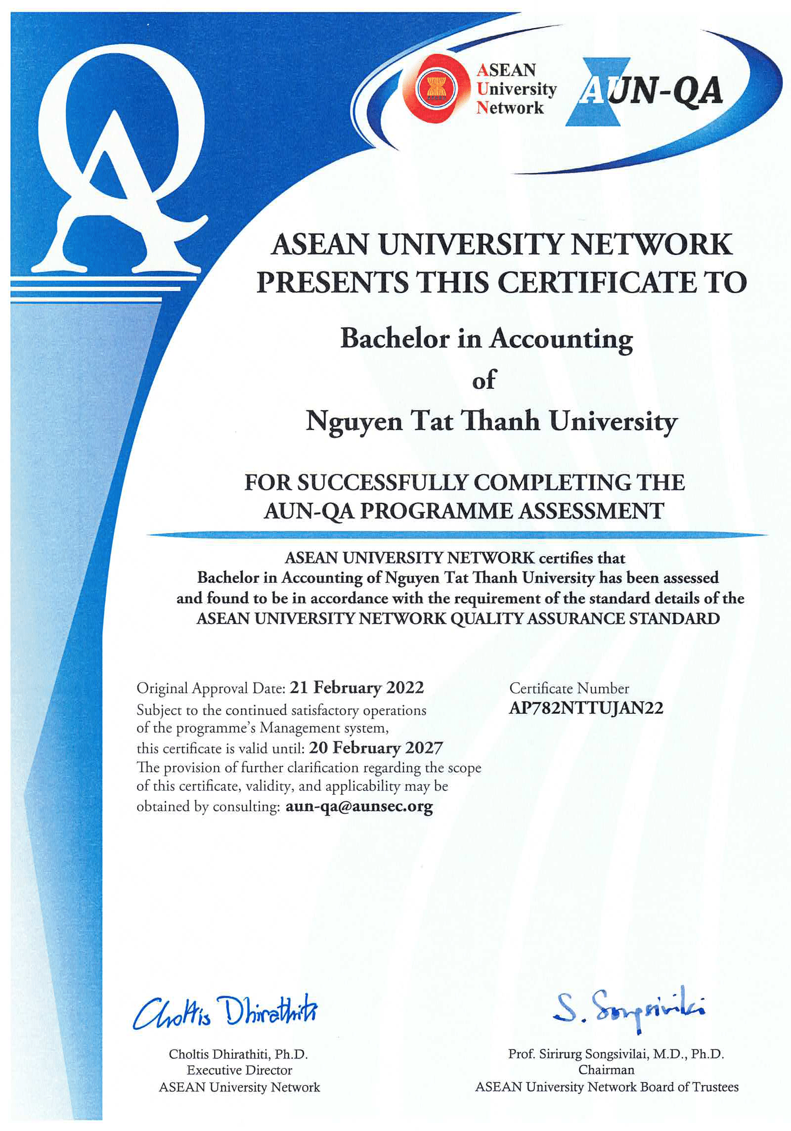 Các chương trình đào tạo đạt chuẩn AUN-QA - Trường Đại học Nguyễn Tất Thành